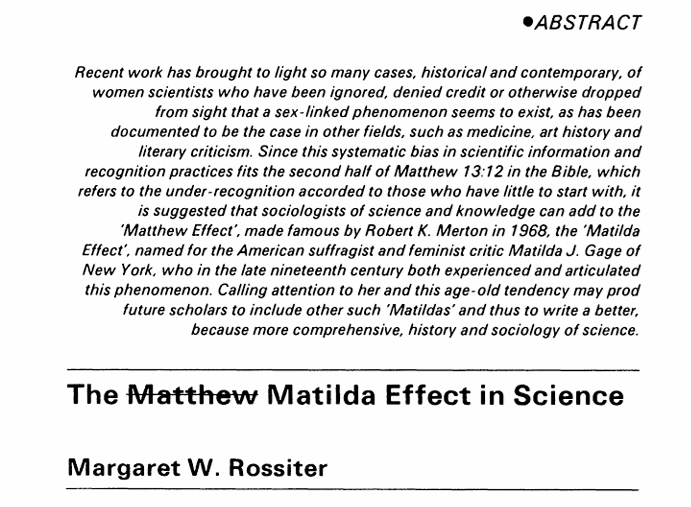 L’Effetto Matilda nella scienza – Scienza alle femmine
